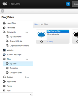 I've lost my Site! How can I find it? :: FrogLMS